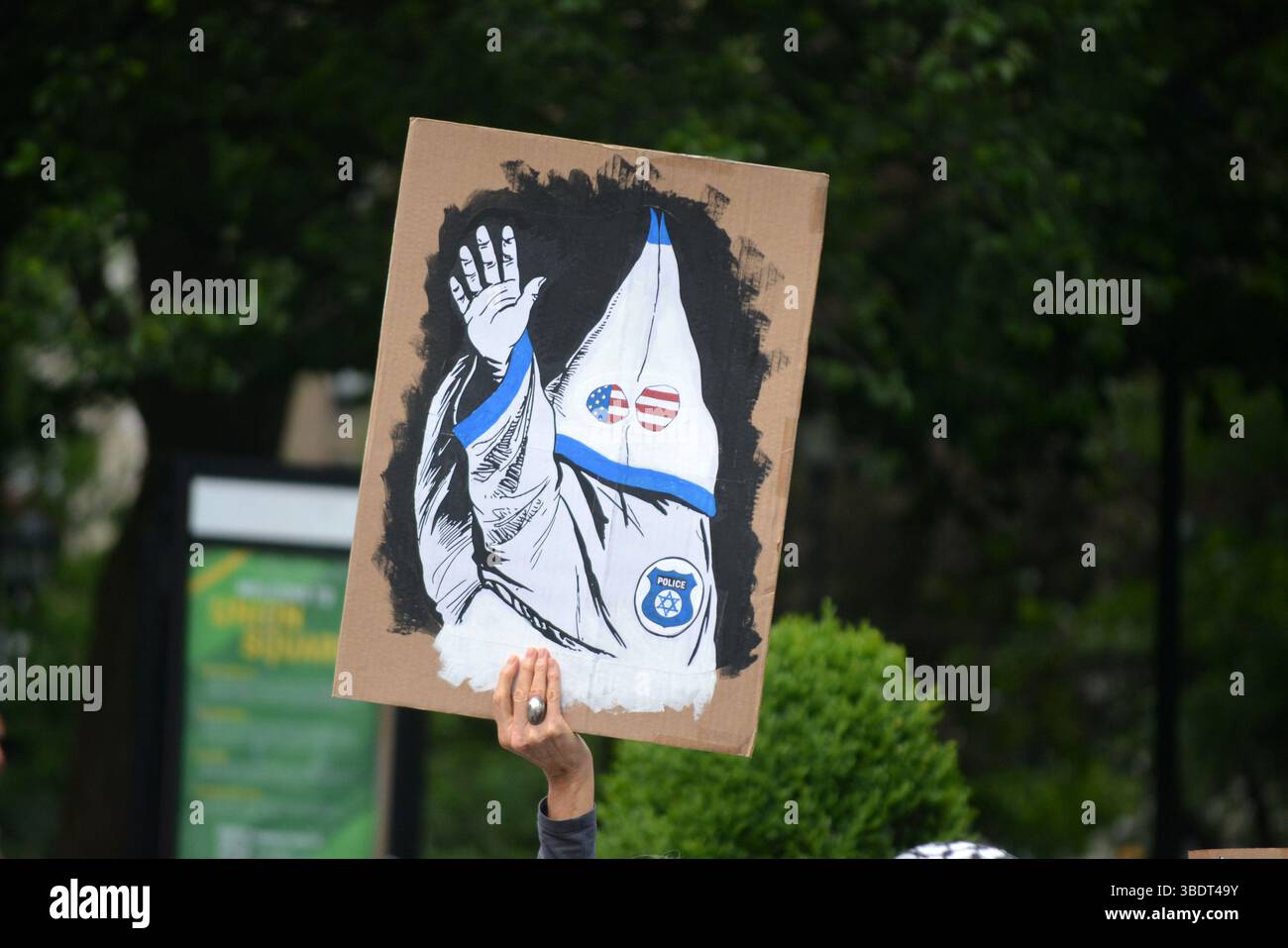 Anti-police sign at a rally marking the fifth anniversary of the murder ...