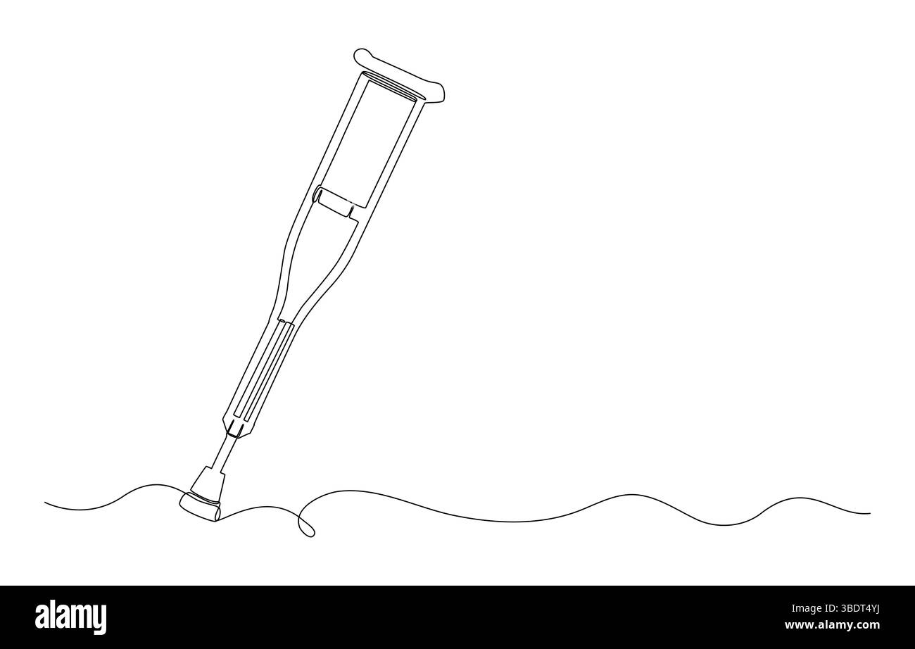 one line drawing crutches for support of injured and elderly people ...