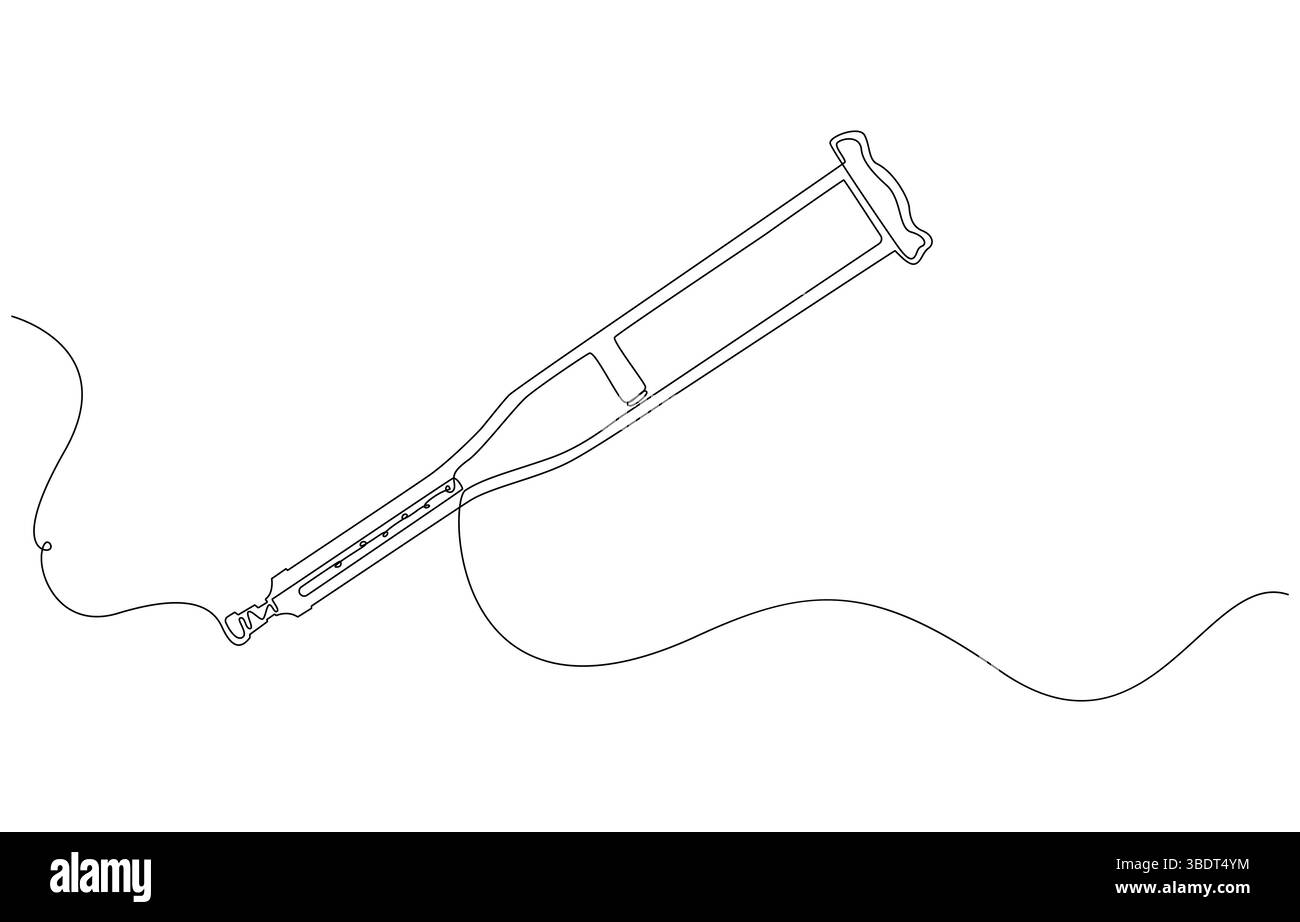 one line drawing crutches for support of injured and elderly people ...