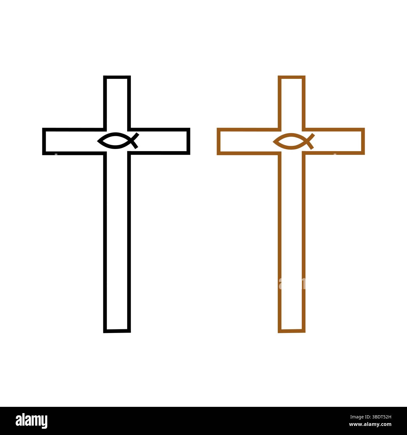 Cross icon. Fish symbol design. Black brown shades. Vector faith sign ...