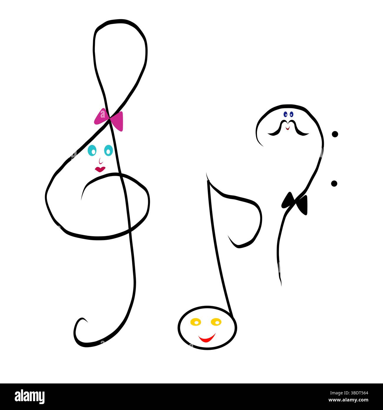 Musical note icon. Happy melody symbol. Colorful character design ...