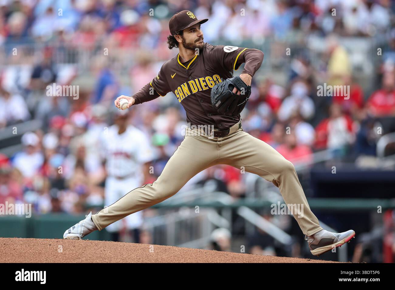 San Diego Padres pitcher Dylan Cease delivers in the first inning of a ...