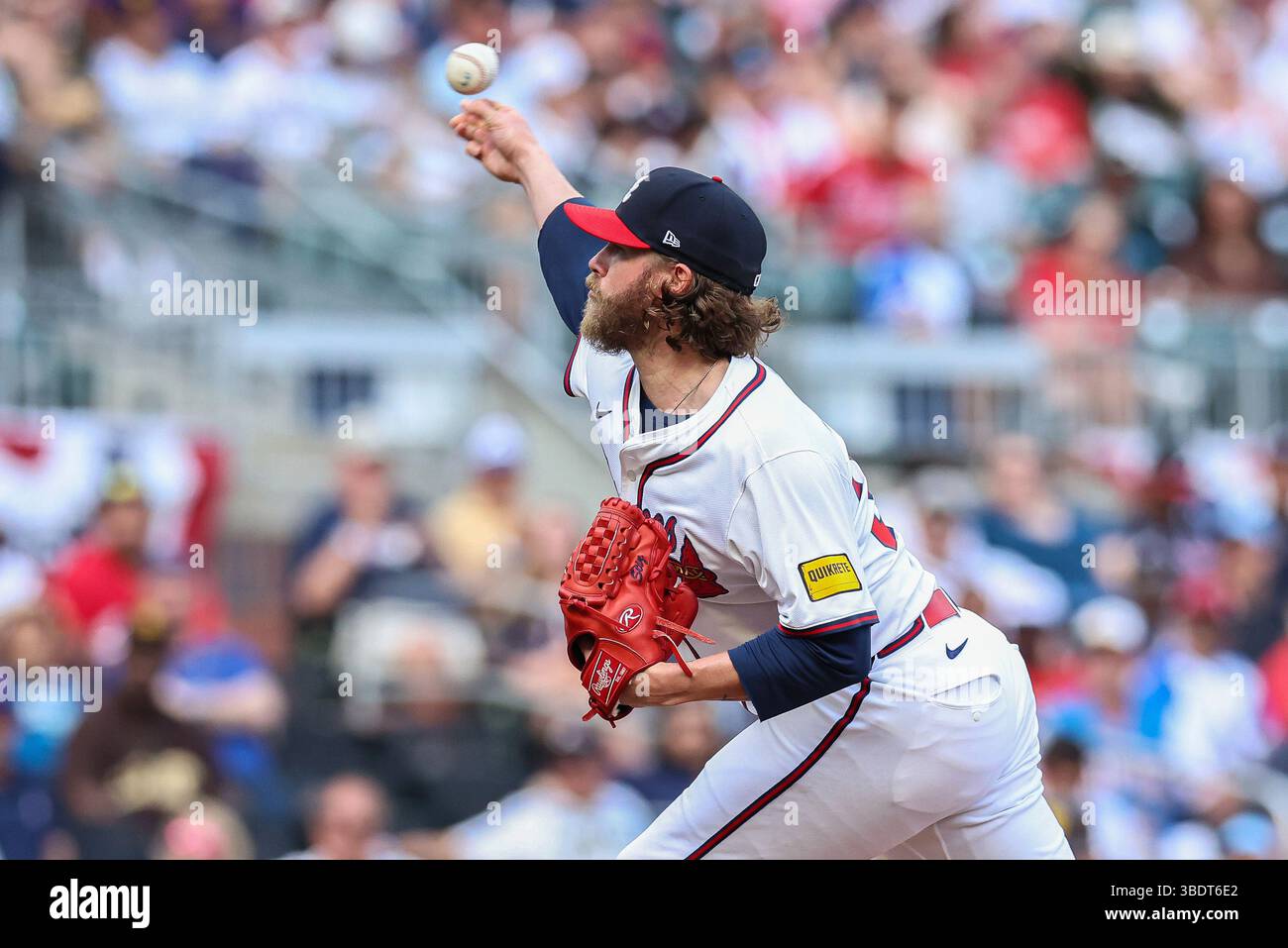 Atlanta Braves pitcher Pierce Johnson delivers in the ninth inning of a ...