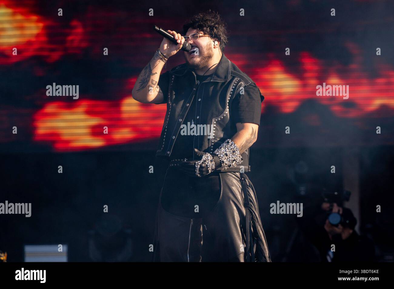 Adelaido "Payo" Solis III of Grupo Frontera performs at 2025 Suenos ...