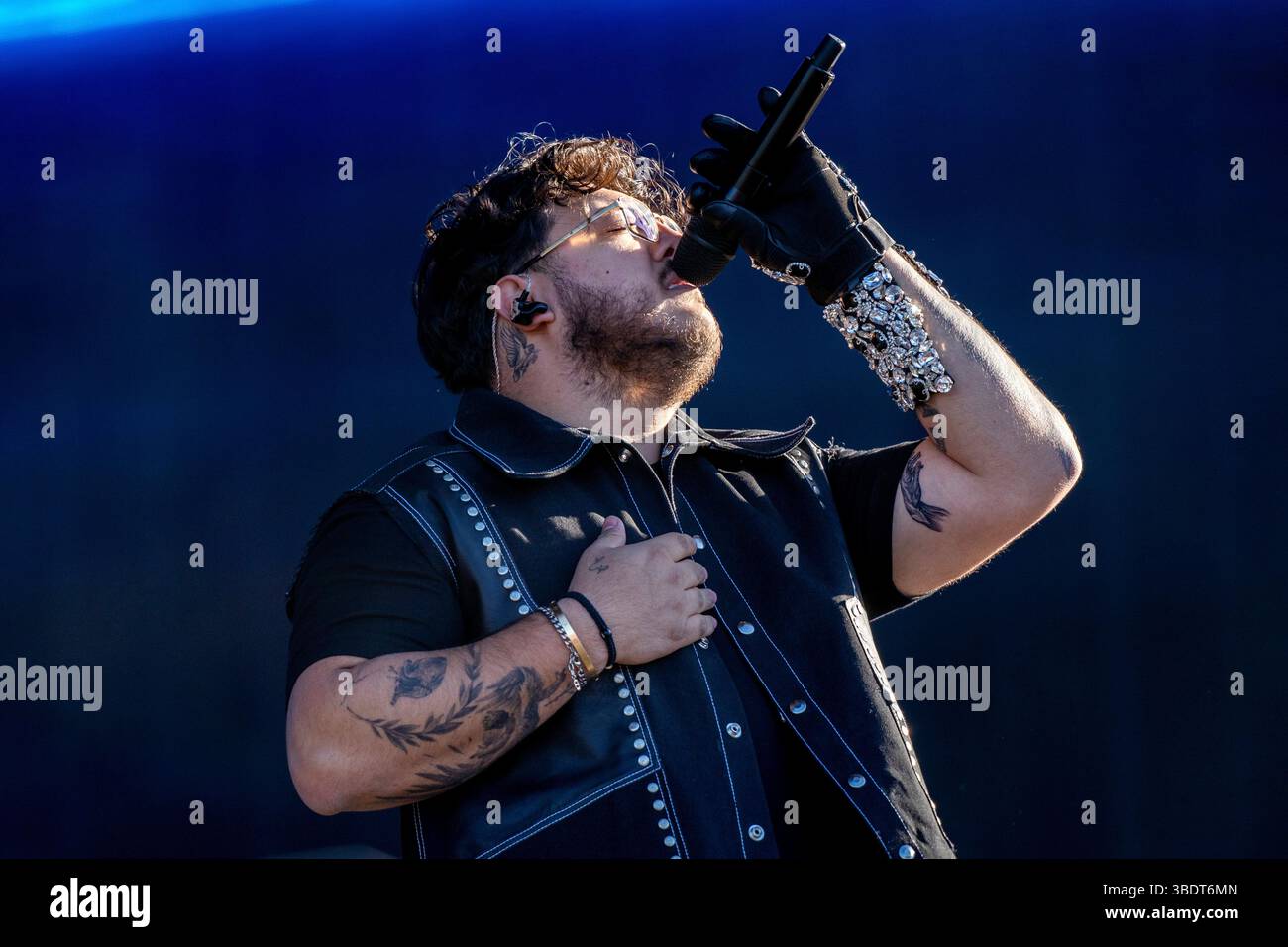 Adelaido "Payo" Solis III of Grupo Frontera performs at 2025 Suenos ...