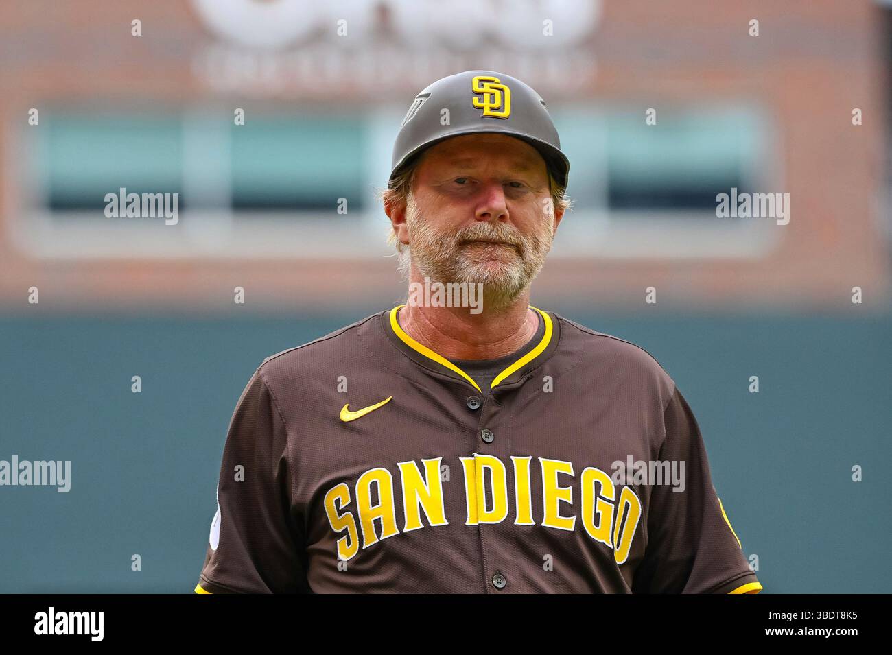 ATLANTA, GA - MAY 25: San Diego Padres third base coach, infield & base ...