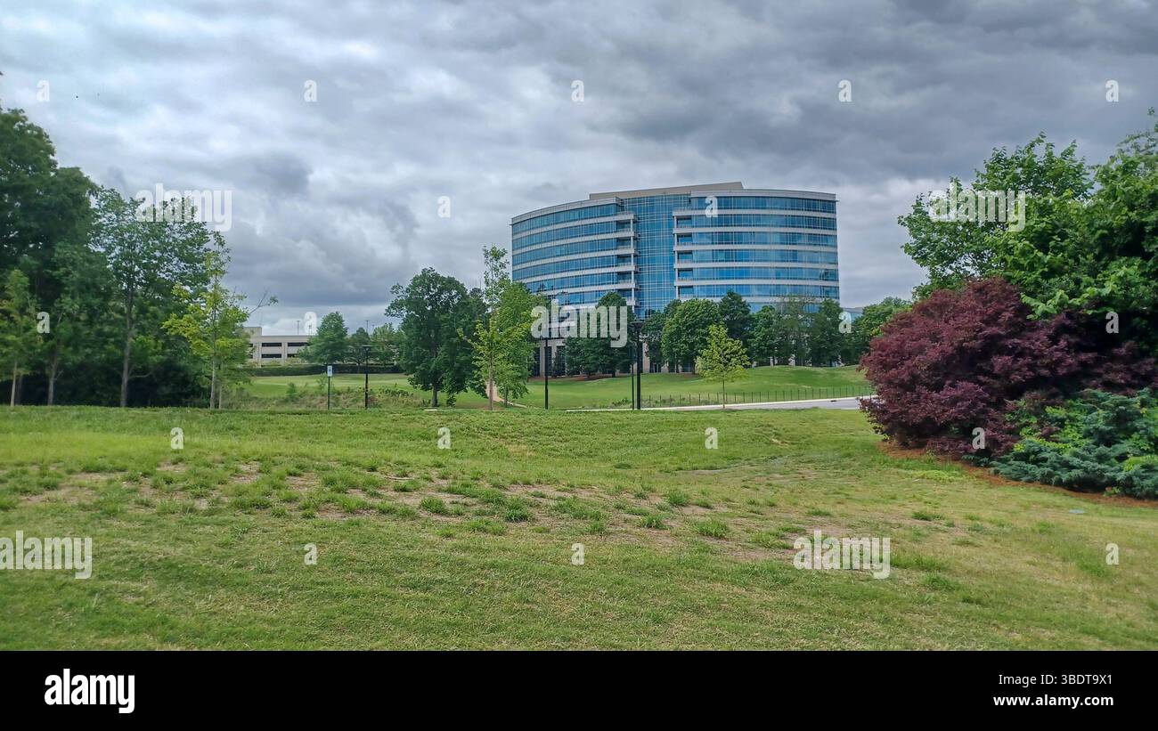 Charlotte, NC, USA - April 30, 2025: Modern office buildings stand ...