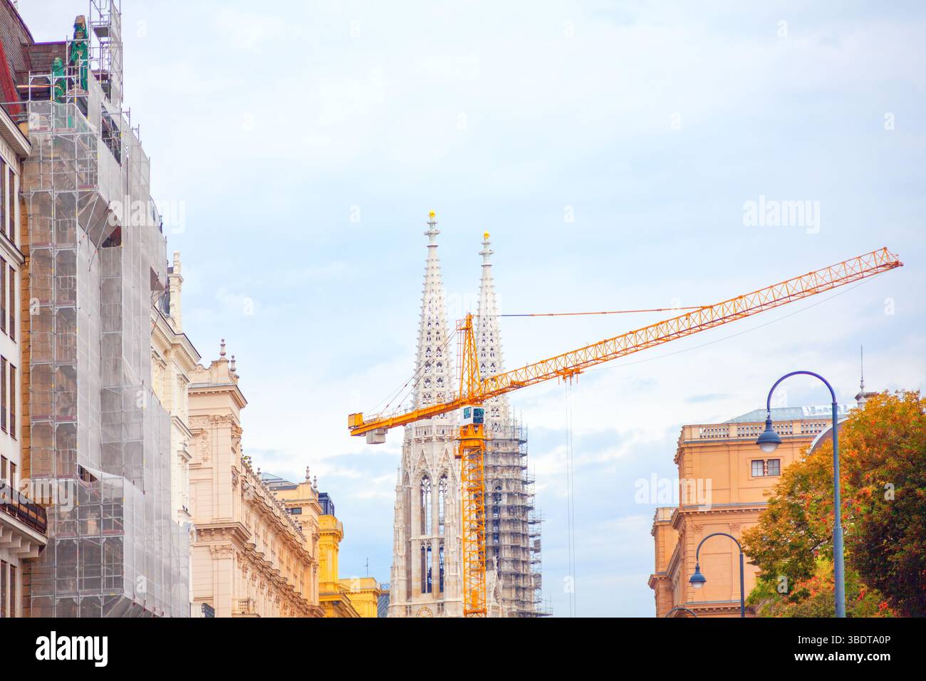 Vienna Votivkirche, a neo-Gothic church with twin spires, under ...