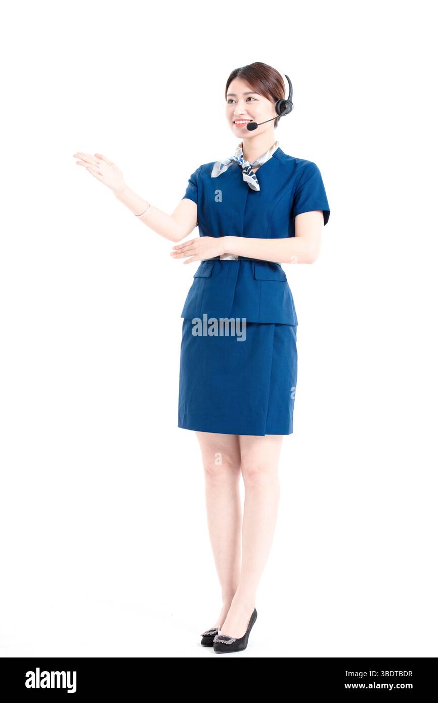 Female after-sales customer service representative wearing a headset ...