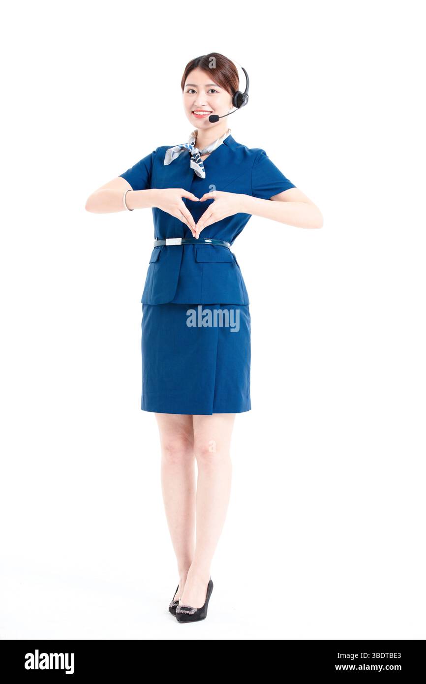 Female after-sales customer service representative wearing a headset ...