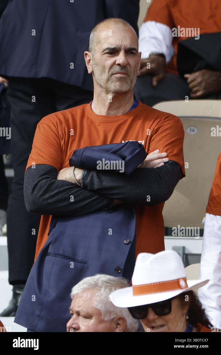 Cedric Pioline during the ceremony to honor Rafael Nadal's career on day 1 of Roland-Garros 2025 ...