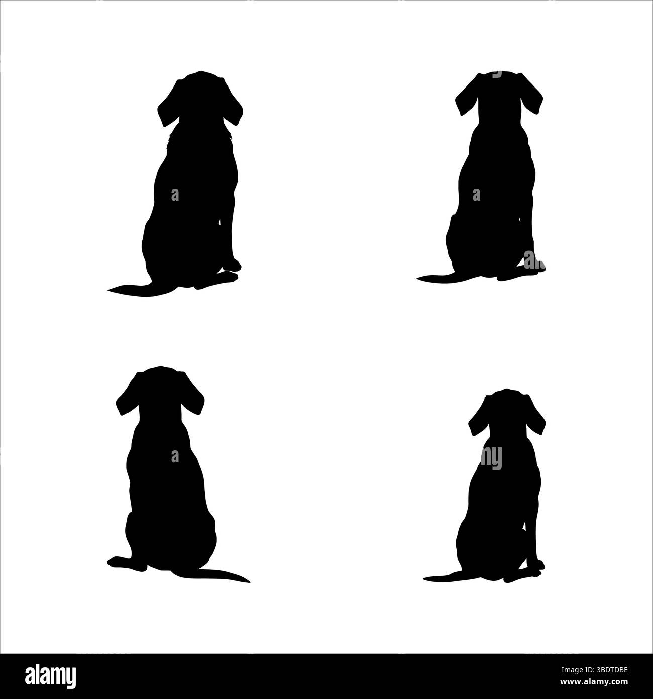 Set of Sitting Dog Back View Silhouettes Vector for Pet Lovers, Dog ...