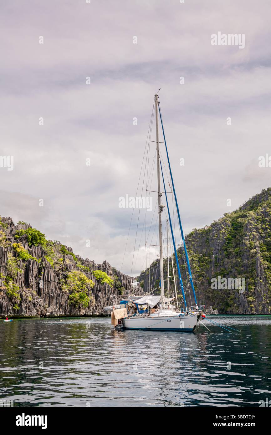 Coron, Palawan, Philippines - JANUARY 10, 2024: Close up on a sailboat ...