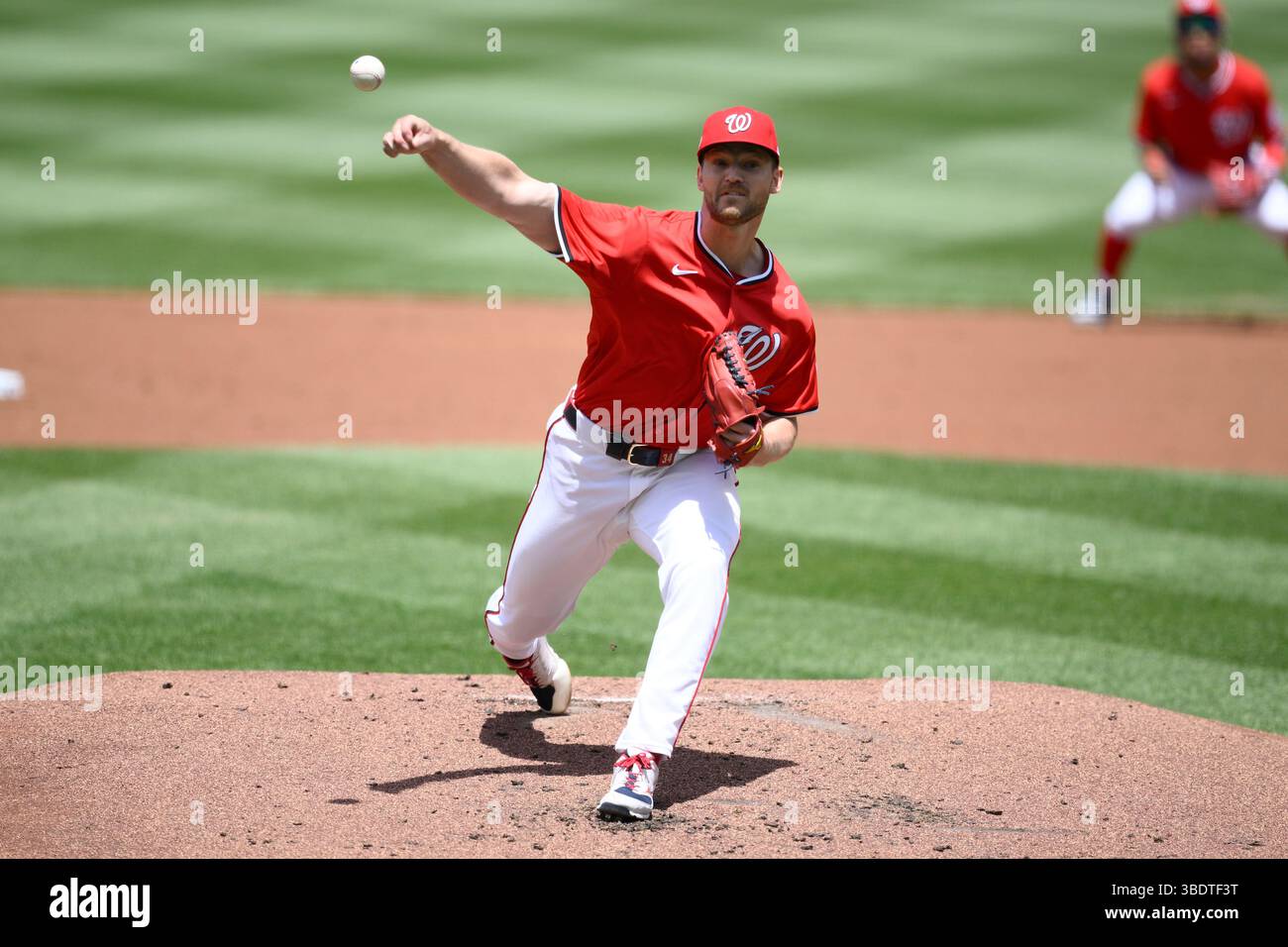 Washington Nationals starting pitcher Michael Soroka (34) in action ...