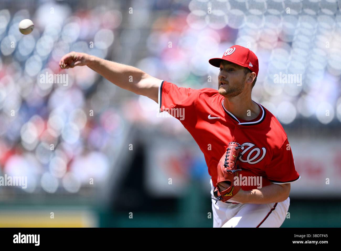 Washington Nationals starting pitcher Michael Soroka in action during a ...