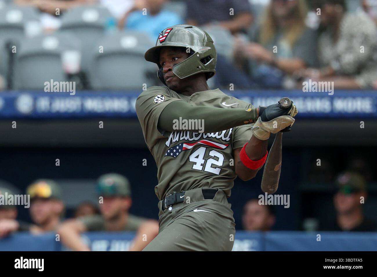 HOOVER, AL - MAY 25: Vanderbilt utility RJ Austin (42) watches his hard ...