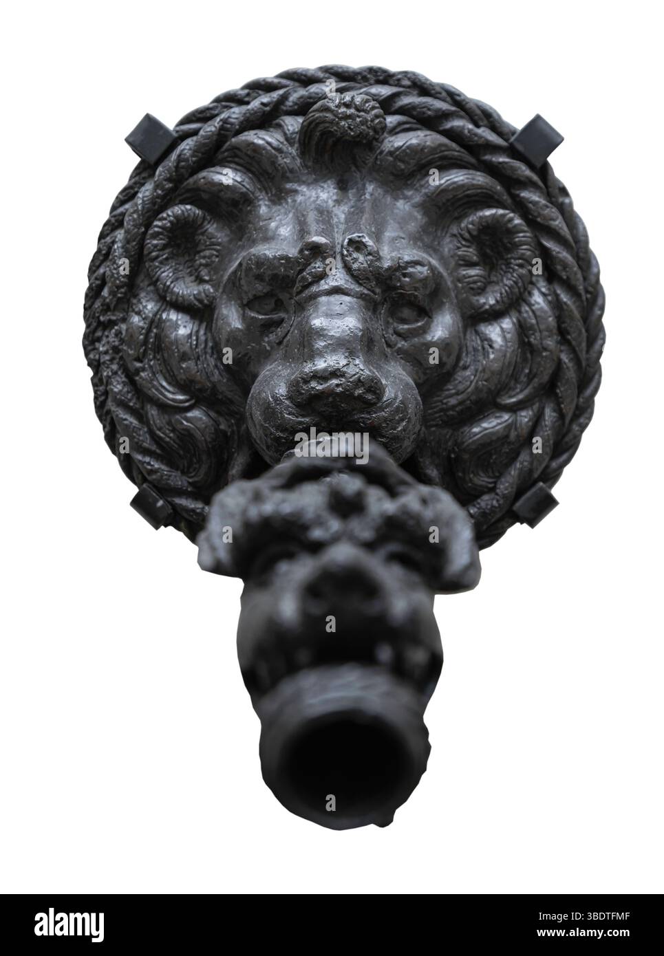 London, UK - May 07, 2025 - Renaissance bronze sculptures of a lion and ...