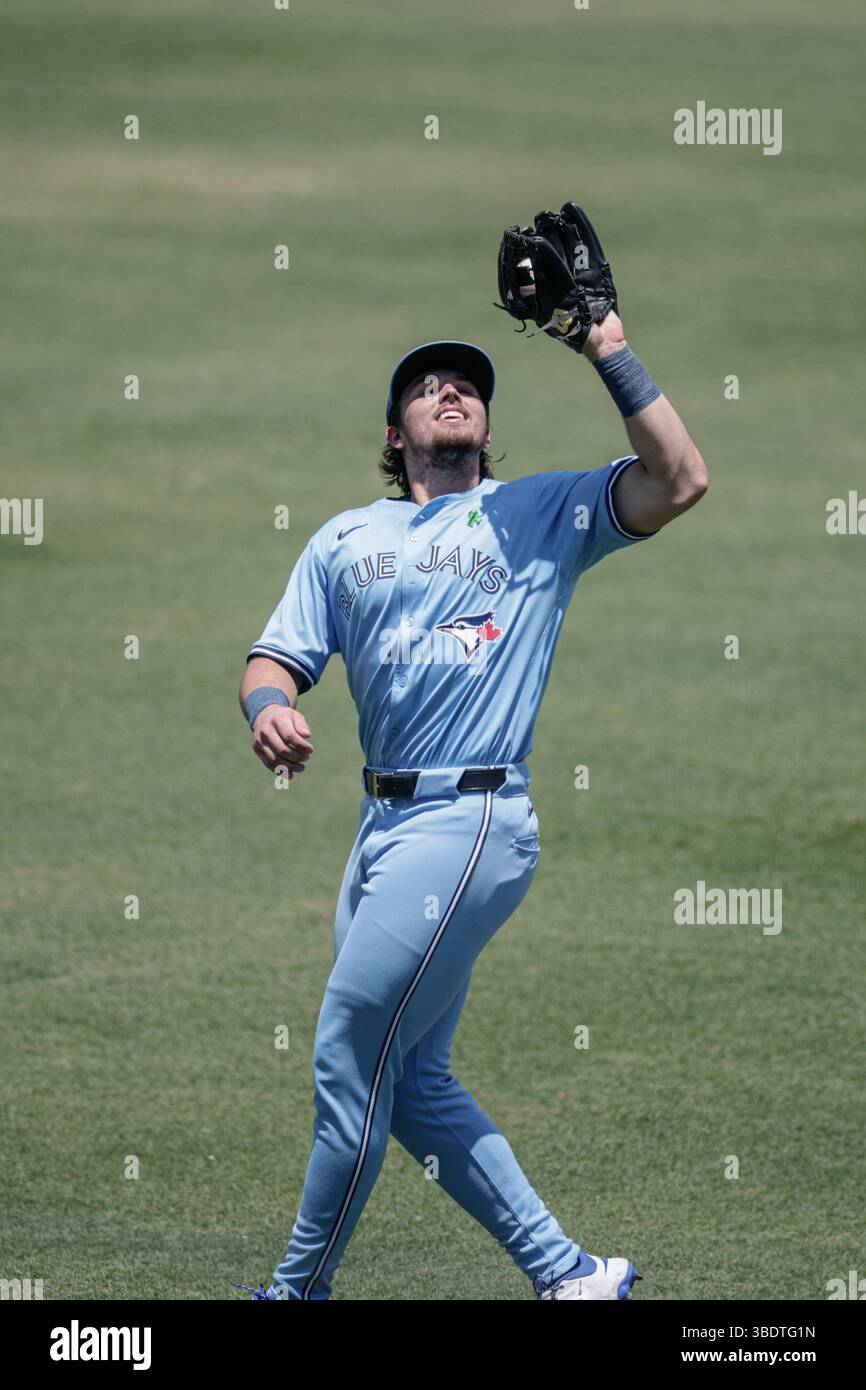 Tampa, FL USA: Toronto Blue Jays third base Addison Barger (47) catches ...