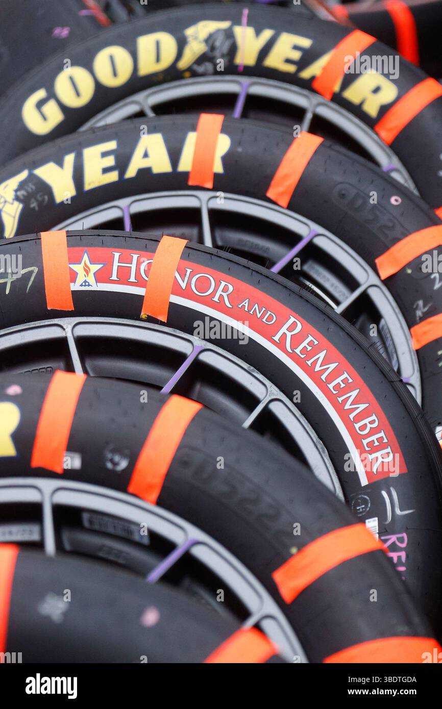 CHARLOTTE, NC - MAY 25: Special Memorial Day lettering on Goodyear ...