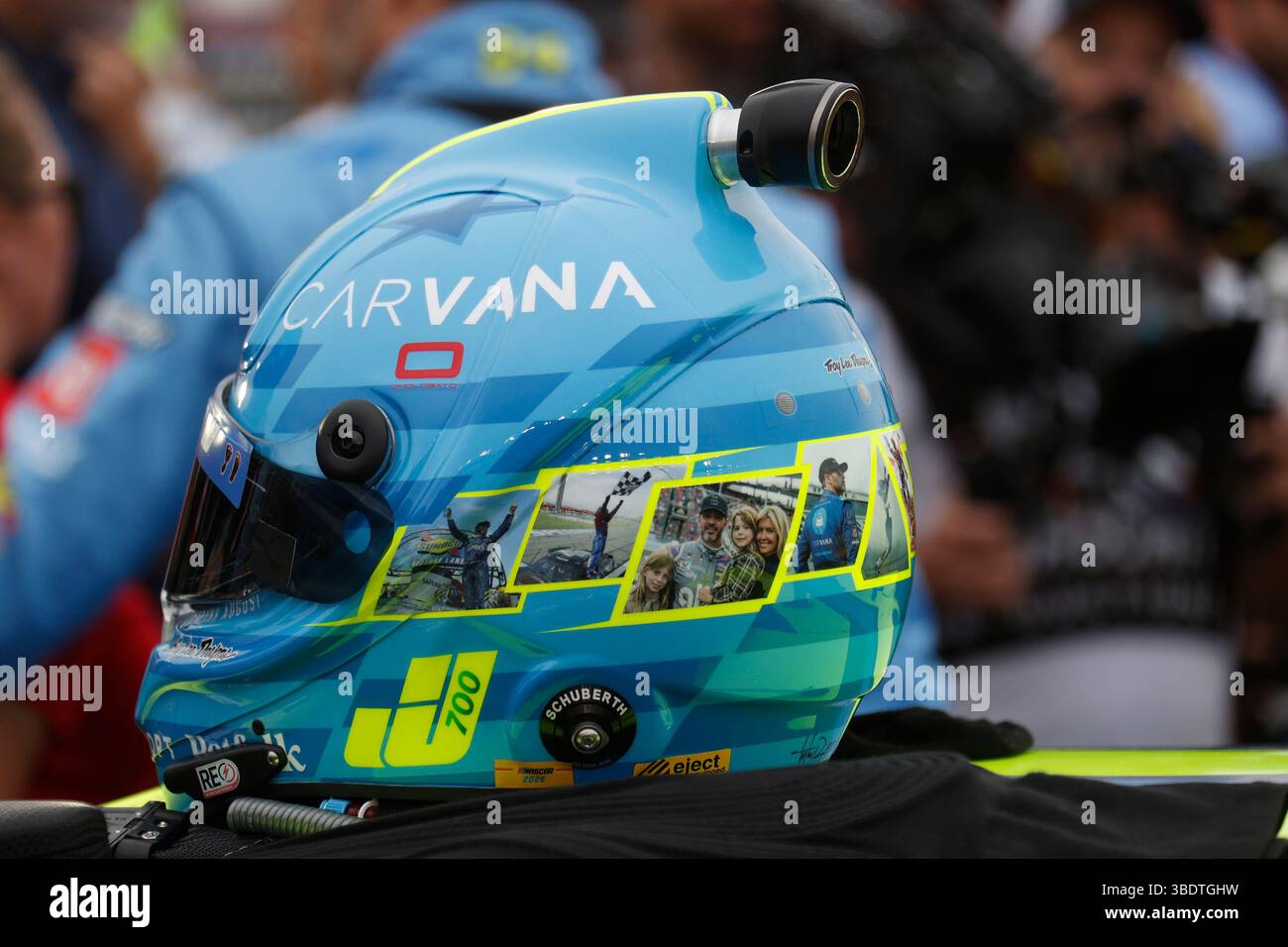 CHARLOTTE, NC - MAY 25: The helmet of Jimmie Johnson (#84 LEGACY MOTOR ...