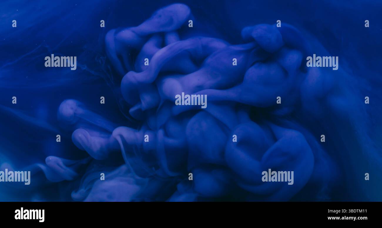 Glitter water. Flow particles. Blur blue purple color shiny ink liquid ...