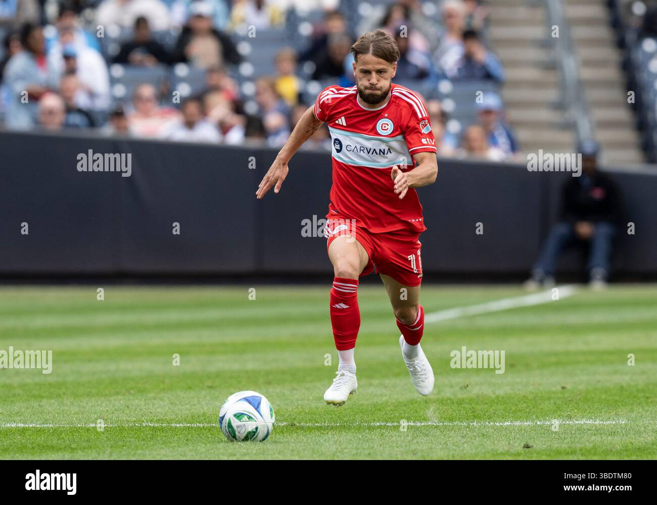 New York, NY, May 25, 2025: Philip Zinckernagel (11) of Chicago Fire FC ...