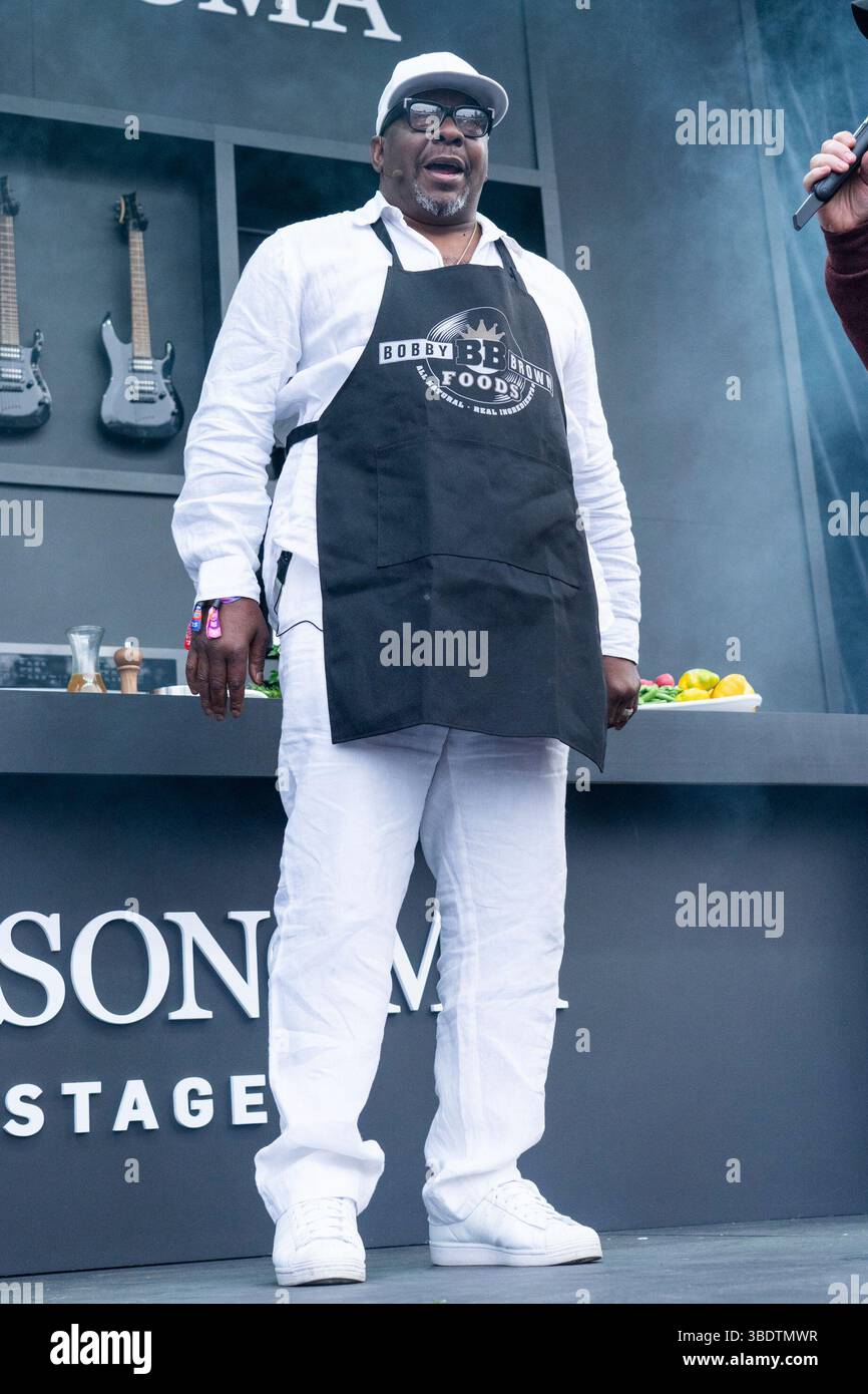Bobby Brown is seen on the Williams Sonoma Culinary Stage at the 2025 ...