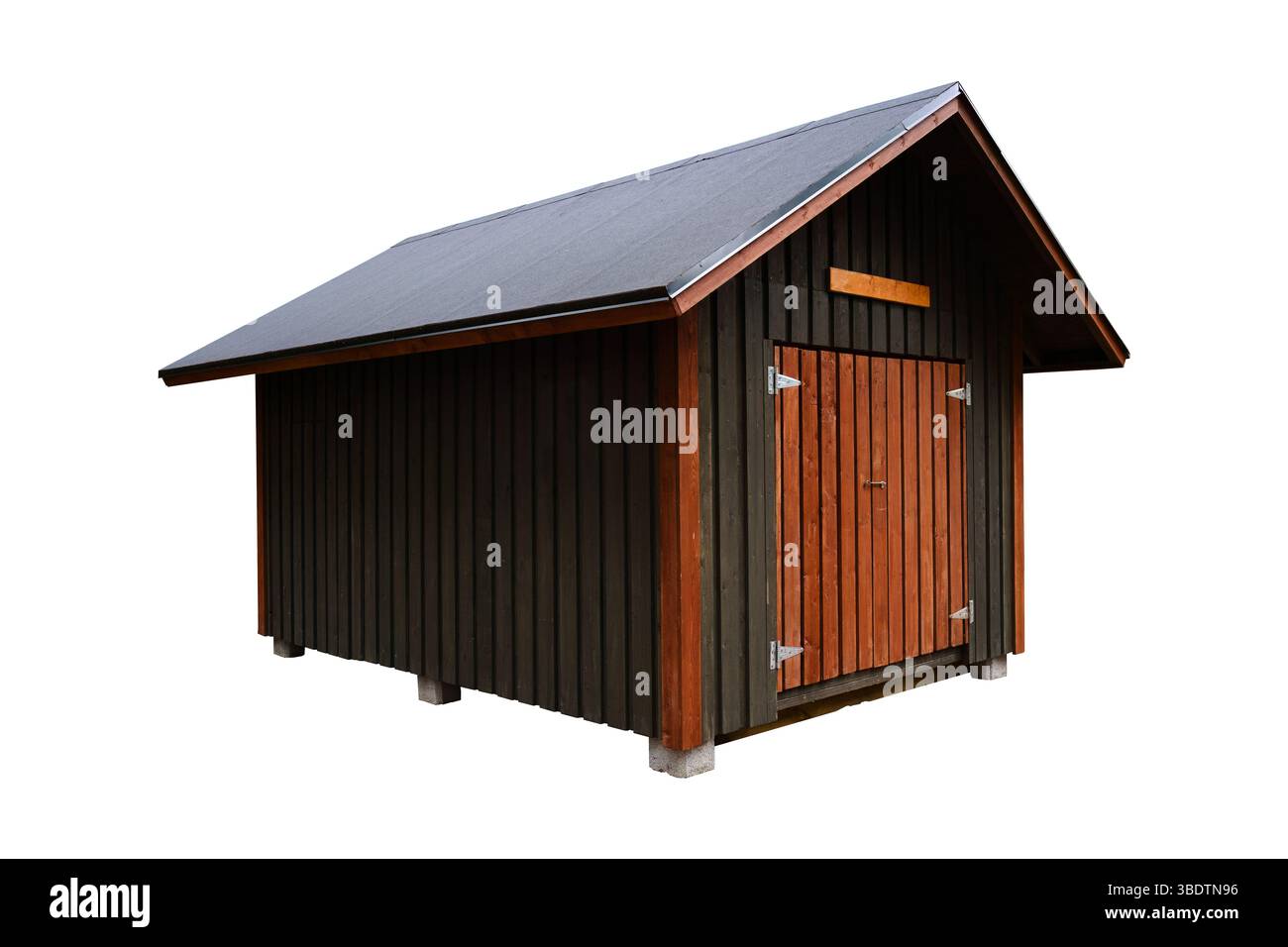 Wooden storage shed isolated on white background with clipping path ...