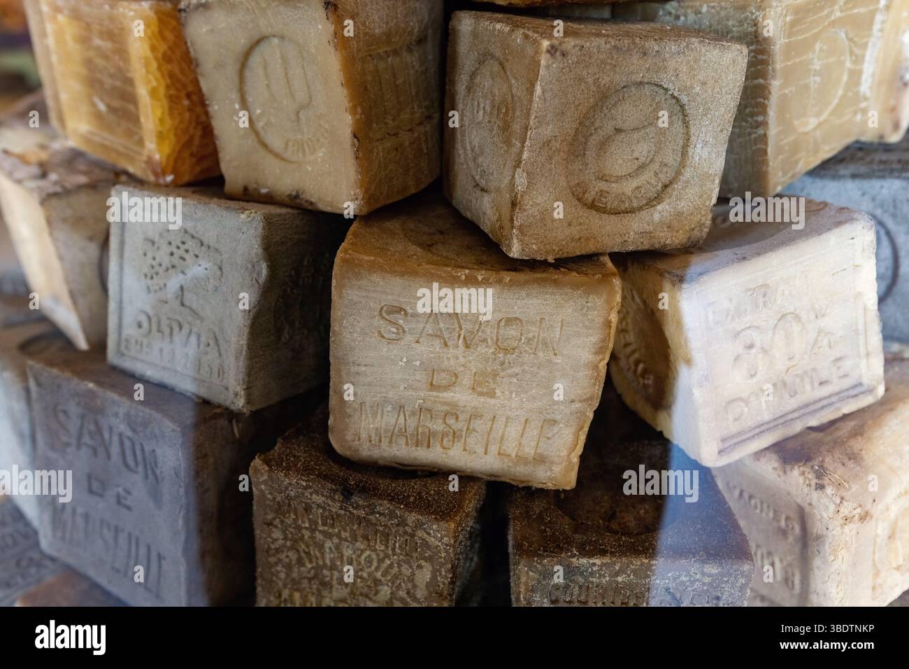 Traditional soap samples in the Soap Museum in Marseille France Stock ...