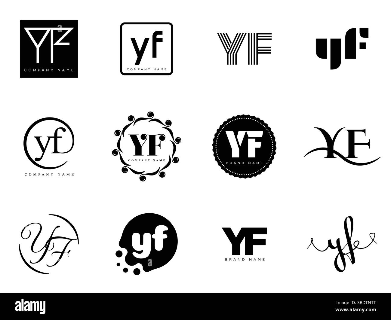 YF logo company template. Letter y and f logotype. Set different ...