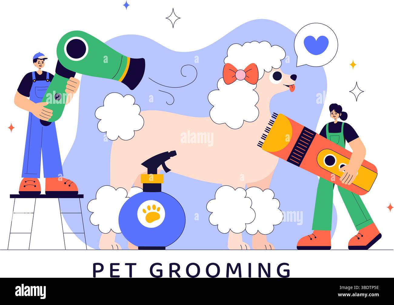 Pet Grooming Vector Illustration featuring the Maintenance of ...