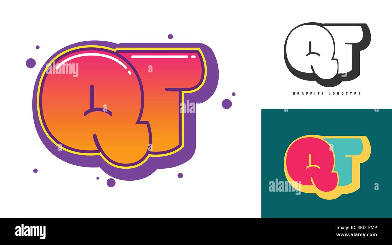 QT logo design for festival or party. Initial letter q and t in ...