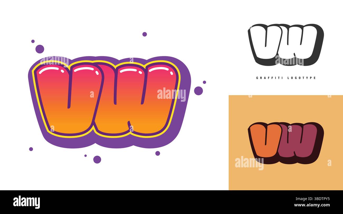 VW logo design for festival or party. Initial letter v and w in ...