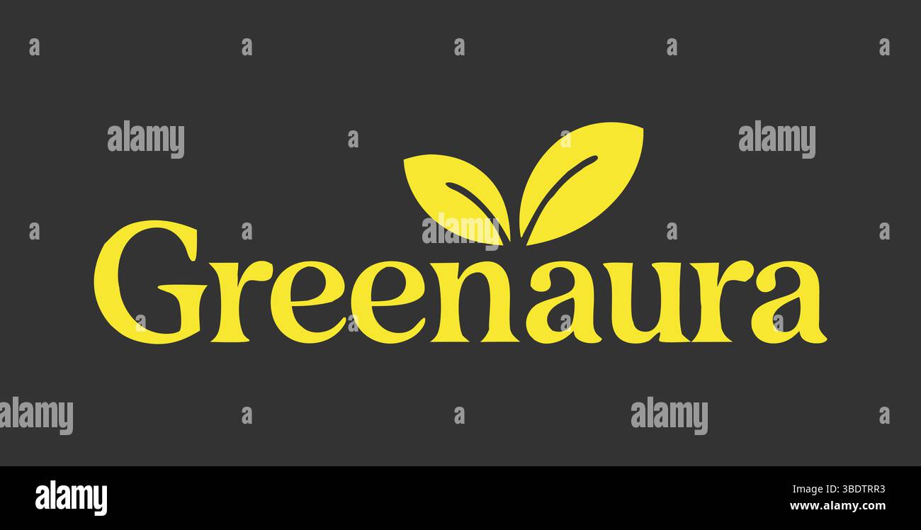 Green Aura Logo with Two Leaves Stock Vector Image & Art - Alamy