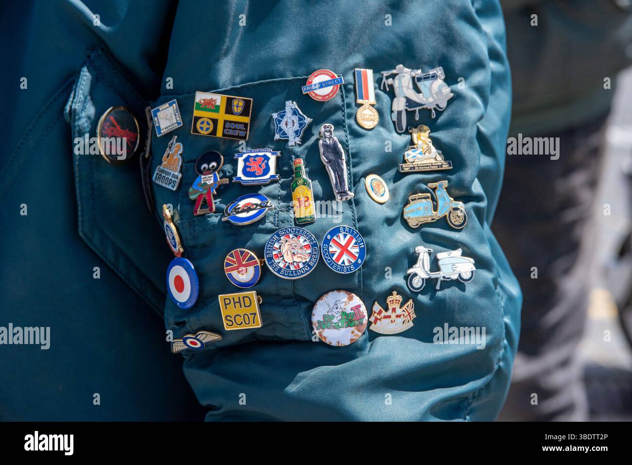 Margate, UK. 25th May, 2025. The sleeve of the bomber jacket is ...