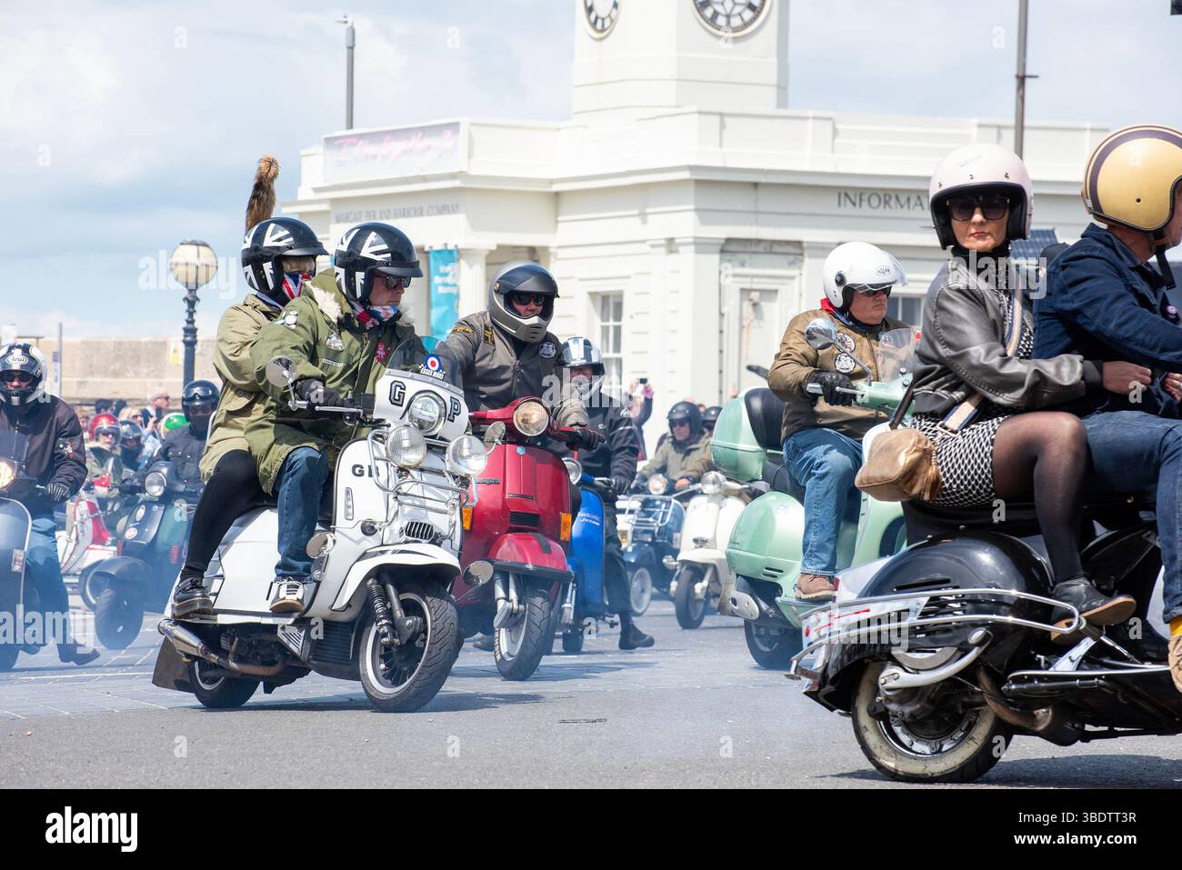 Margate, UK. 25th May, 2025. All the mods go for a ride around Thanet ...