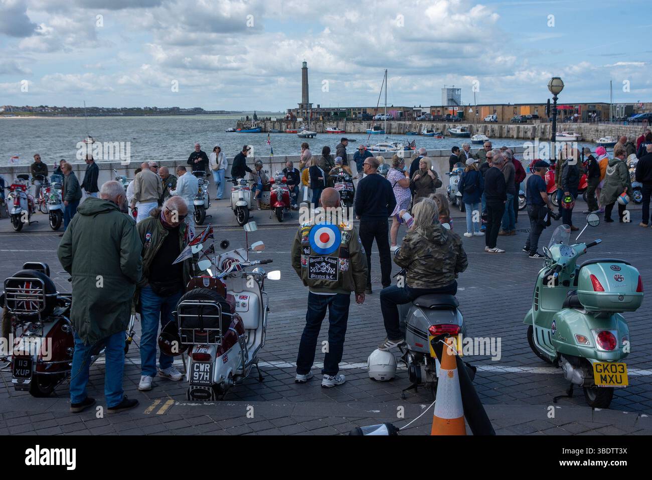 Margate, UK. 25th May, 2025. Scooters parked at the harbour during the ...