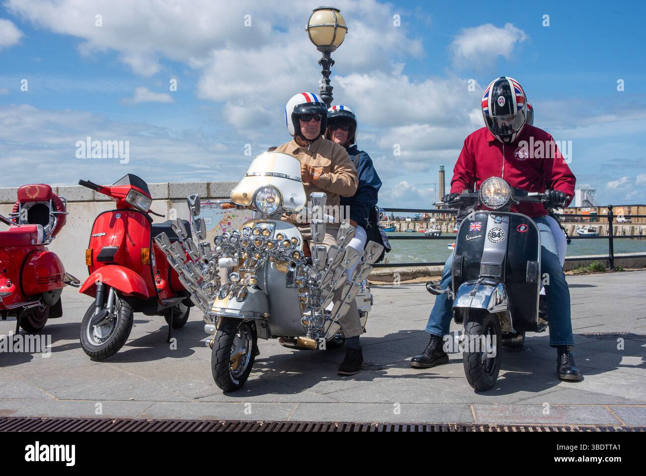 Margate, UK. 25th May, 2025. Mods are arriving by their scooters for ...