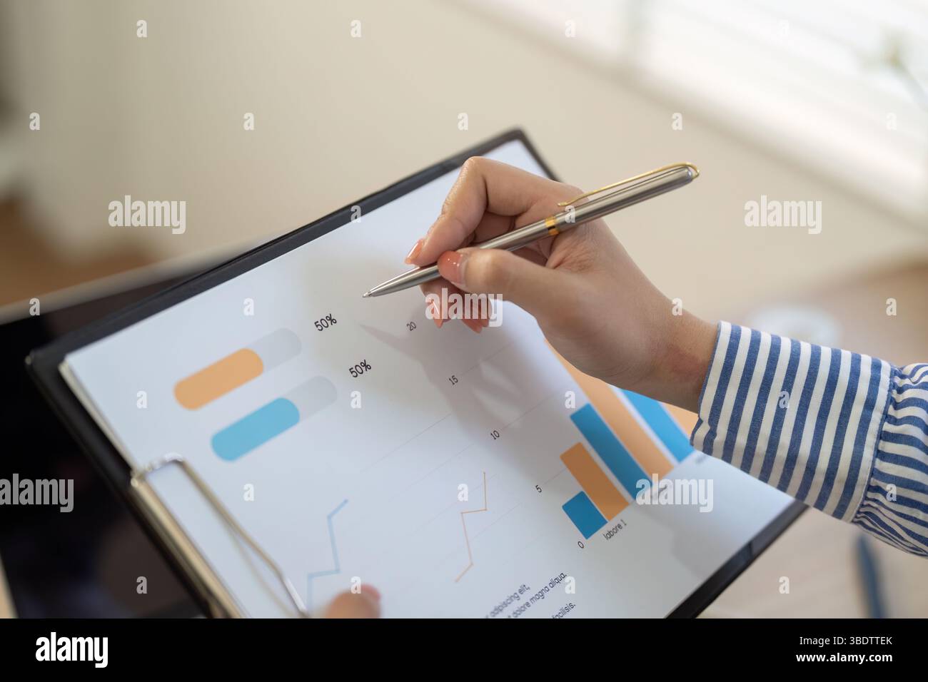 Data Analysis in Action. Professional analyzing graphs and charts with ...