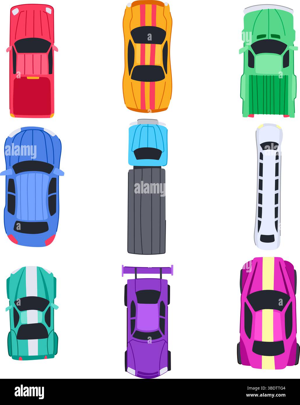 car top view set cartoon vector illustration Stock Vector Image & Art ...