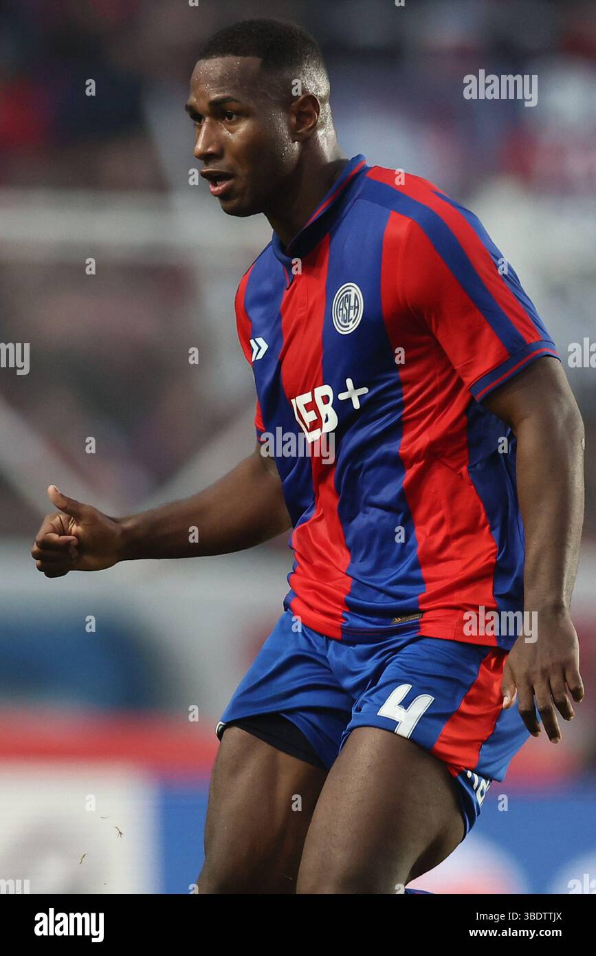 San Lorenzo's Colombian defender Jhohan Romana looks on during the ...