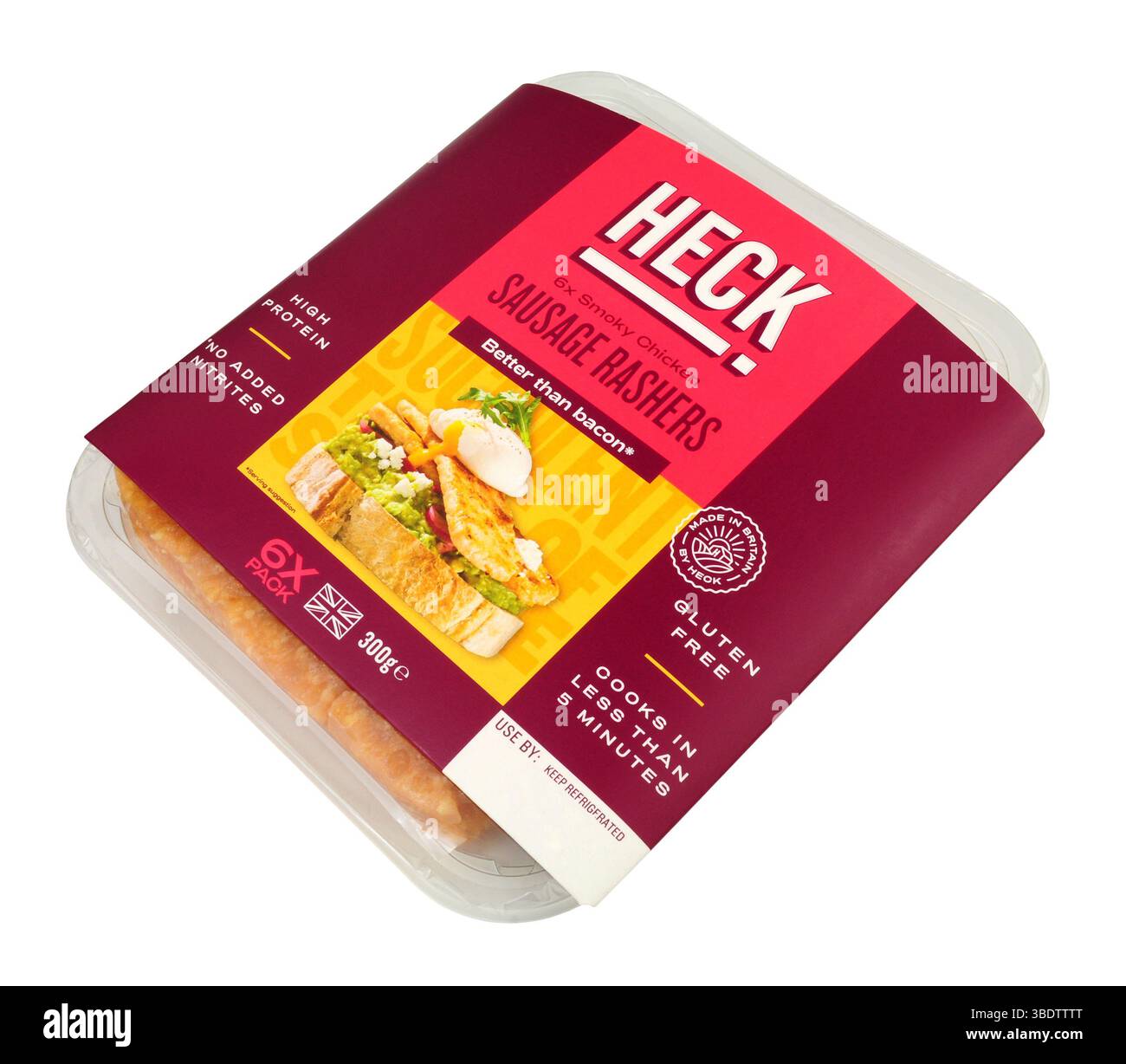 Heck smoky chicken sausage rashers in a 300g pack containing six ...