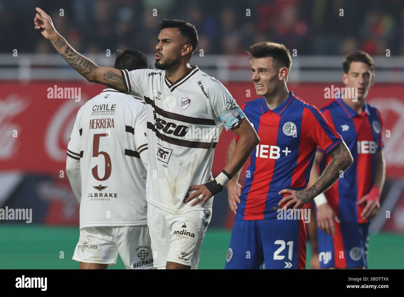 Platense s defender Ignacio Vazquez gestures during the Argentine ...