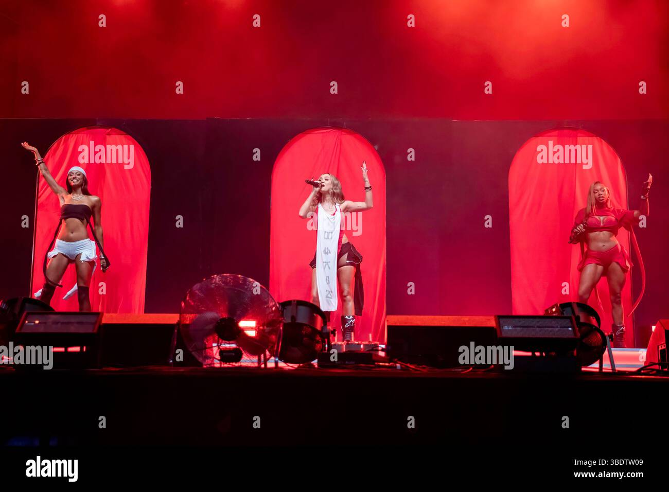 Liverpool, England, 25th May, 2025. FLO playing Radio 1 New Music Stage ...