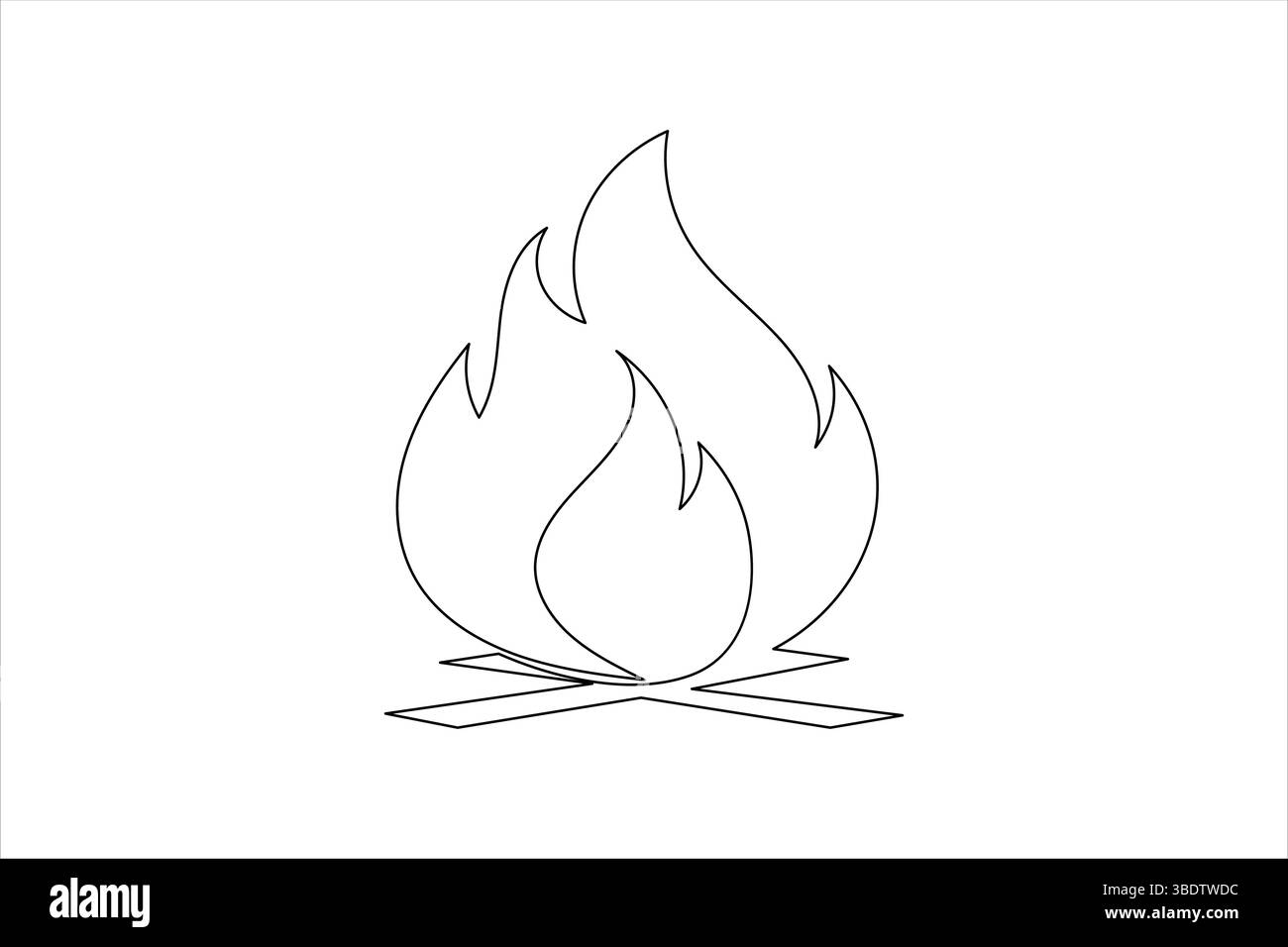 Fire icon continuous one line drawing minimalist style isolate simple ...