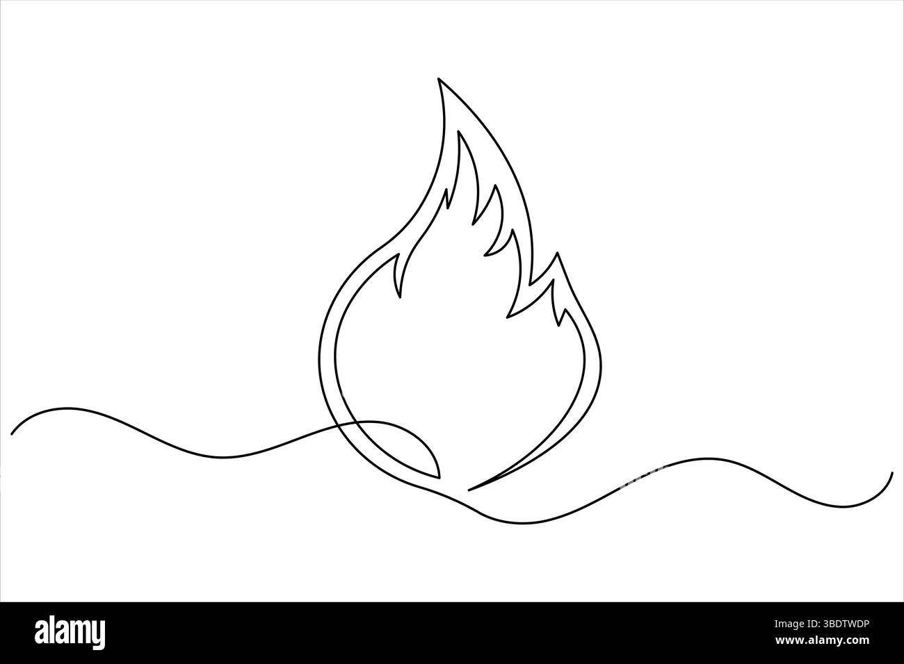 Fire icon continuous one line drawing minimalist style isolate simple ...