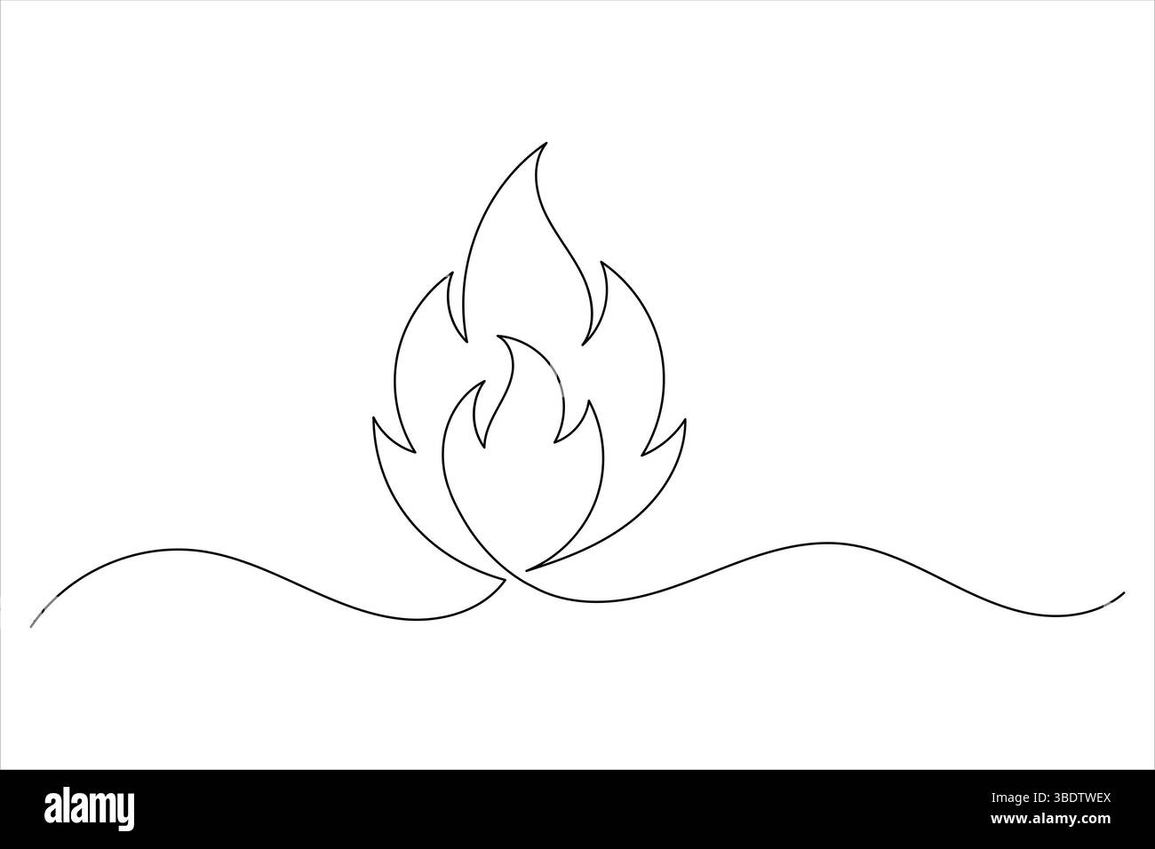 Fire icon continuous one line drawing minimalist style isolate simple ...