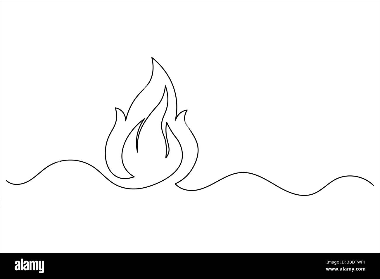 Fire icon continuous one line drawing minimalist style isolate simple ...