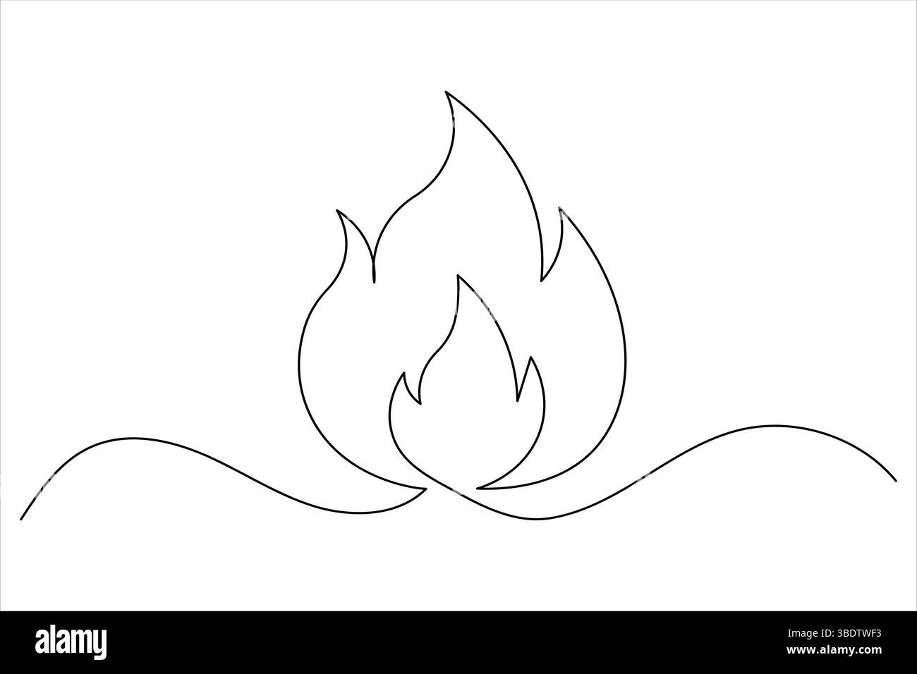 Fire icon continuous one line drawing minimalist style isolate simple ...