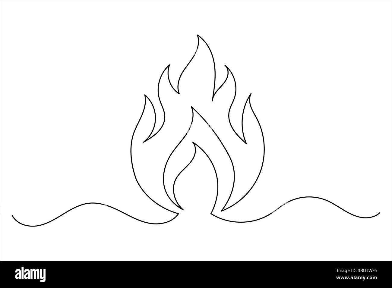 Fire icon continuous one line drawing minimalist style isolate simple ...